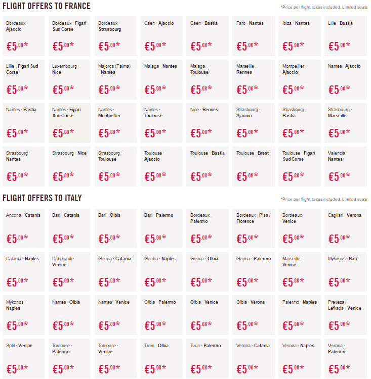 - FLASH SALE: €5 flights across Europe