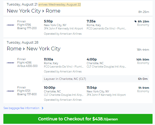 - SUMMER: New York to Rome, Italy for only $438 roundtrip