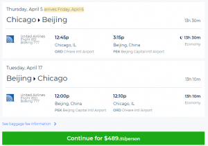 - Non-stop from Chicago to Beijing, China for only $489 roundtrip