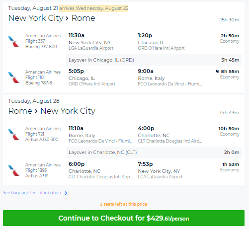 - SUMMER: New York to Rome, Italy for only $429 roundtrip