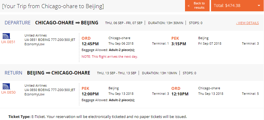 - Non-stop from Chicago to Beijing, China for only $474 roundtrip
