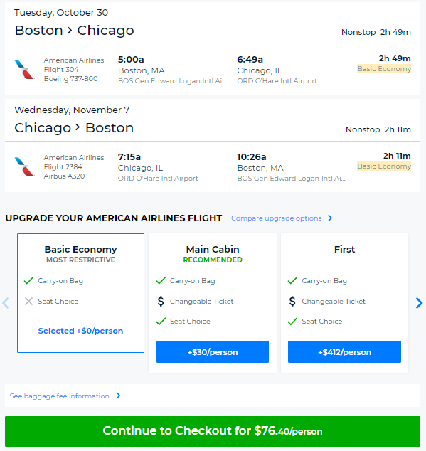 - Boston to Chicago (& vice versa) for only $76 roundtrip