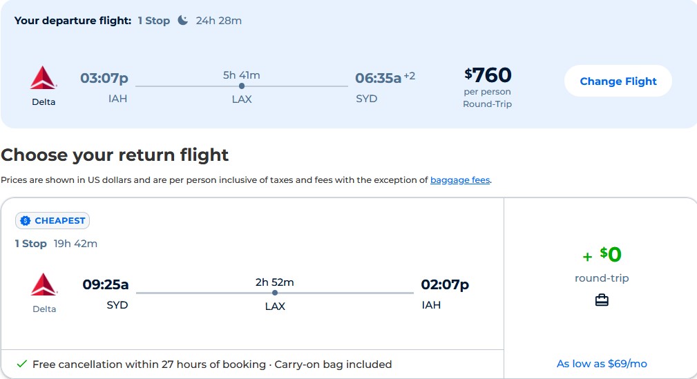 Houston, Texas to Sydney, Australia for only $760 roundtrip (Apr-May dates)