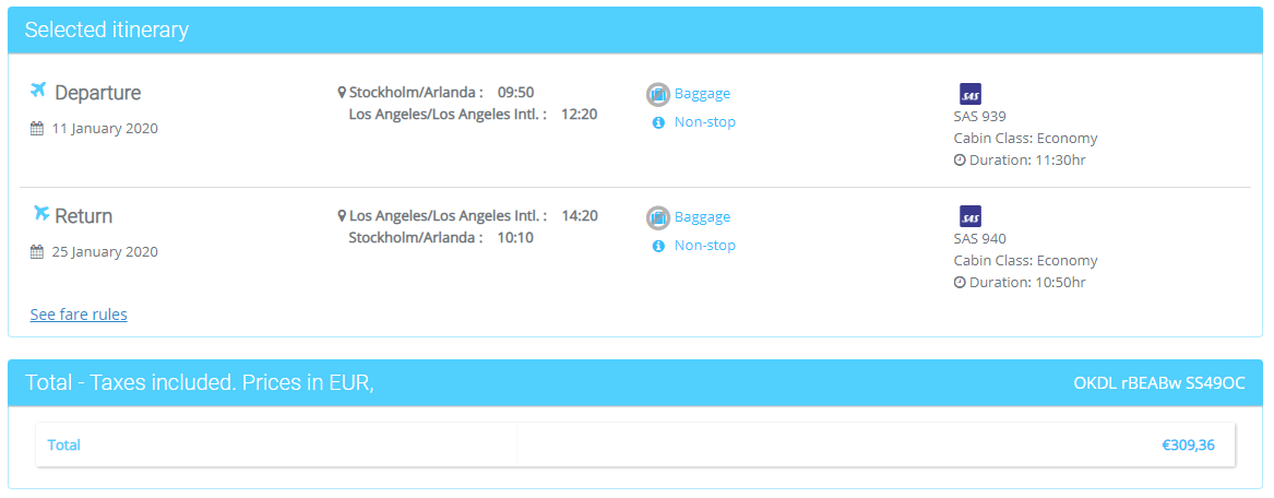 - Non-stop from Stockholm, Sweden to Los Angeles, USA for only €309 ...