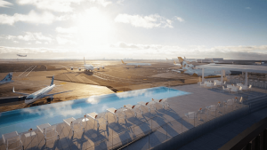 First look at the rooftop infinity pool at TWA Hotel overlooking JFK ...