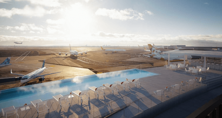 First look at the rooftop infinity pool at TWA Hotel overlooking JFK ...