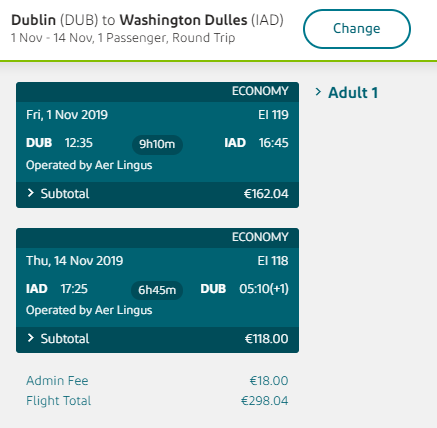 - Non-stop from Dublin, Ireland to Washington DC, USA for only €298 ...