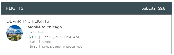 Mobile, Alabama to Chicago for only $9 one-way (& vice versa for $14)