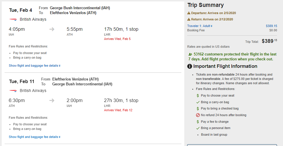 Houston, Texas to Athens, Greece for only $389 roundtrip