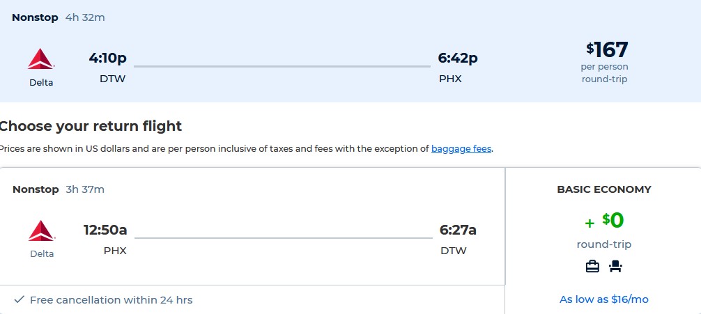 Non-stop from Detroit to Phoenix, Arizona (& vice versa) for only $167 ...