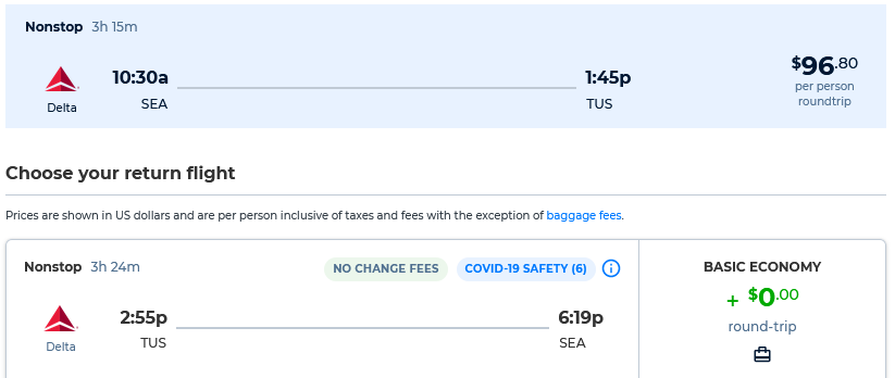 Non-stop from Seattle to Tucson, Arizona (& vice versa) for only $96 ...