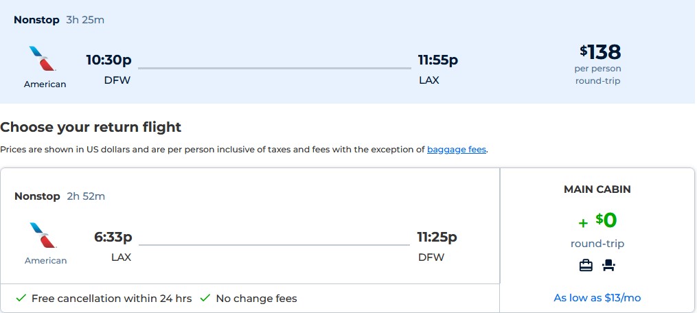Non-stop from Dallas, Texas to Los Angeles (& vice versa) for only $138 ...