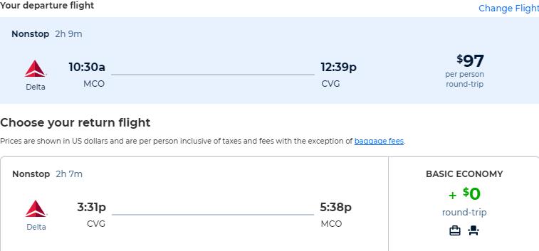 Non-stop from Orlando, Florida to Cincinnati, Ohio (& vice versa) for ...