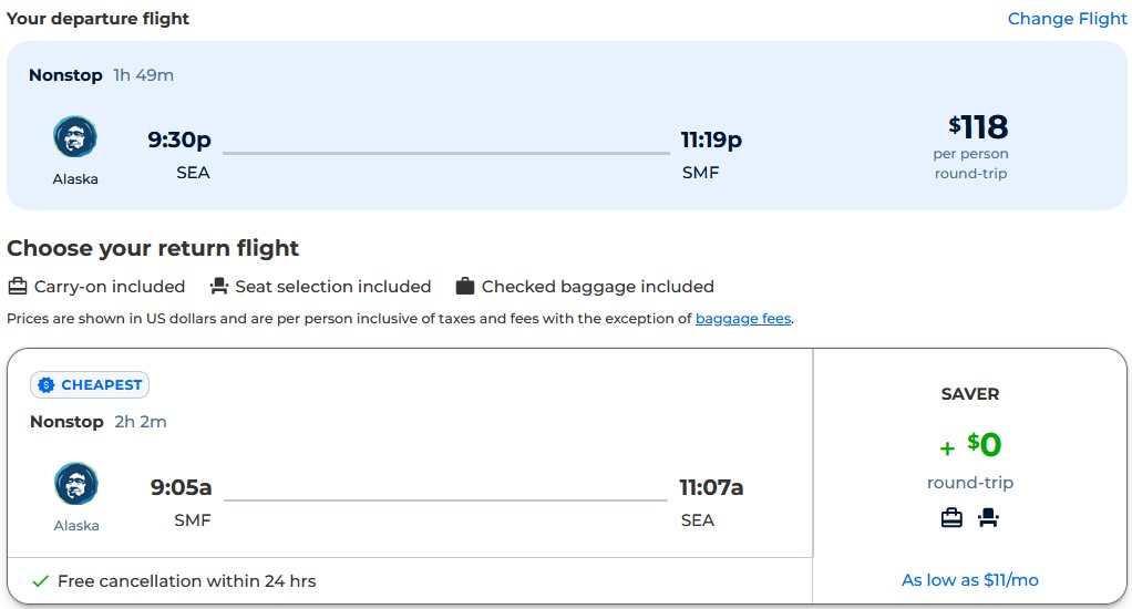 Non-stop from Seattle to Sacramento, California (& vice versa) for only ...