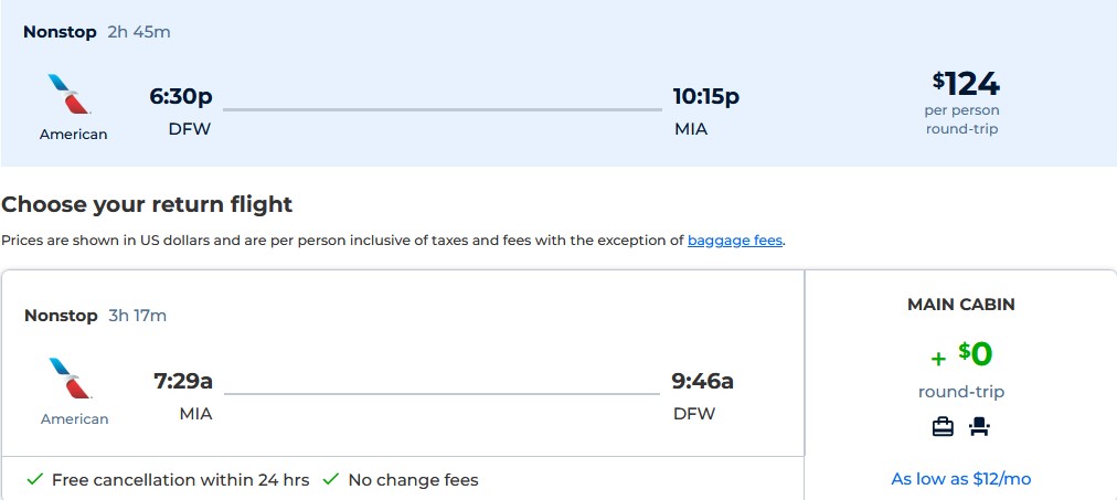 Non-stop from Dallas, Texas to Miami (& vice versa) for only $124 ...