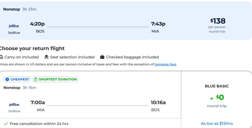 Non-stop from Boston to Miami (& vice versa) for only $138 roundtrip ...