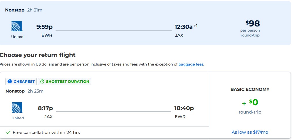 Non-stop from New York to Jacksonville, Florida (& vice versa) for only ...