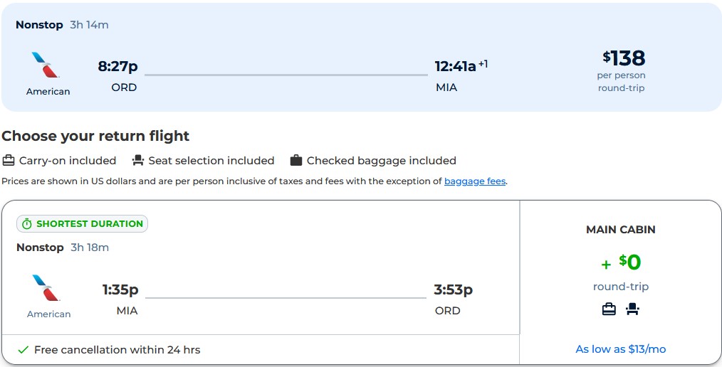 Non-stop from Chicago to Miami (& vice versa) for only $138 roundtrip ...