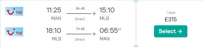 Non-stop from Manchester, UK to Melbourne, Florida for only £315 ...