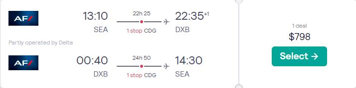 SUMMER: Seattle to Dubai, UAE for only $798 roundtrip (Apr-Jul dates)