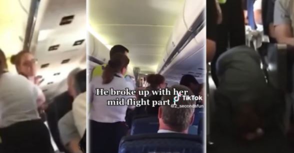 VIDEO: Woman screams on plane after boyfriend breaks up with her