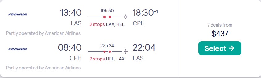 Las Vegas to Copenhagen, Denmark for only $437 roundtrip (Nov dates)