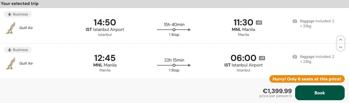 Business Class from Istanbul, Turkey to Manila, Philippines for only € ...