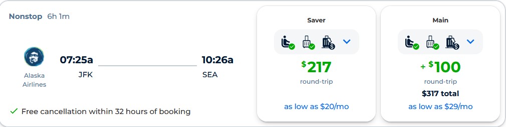 Non-stop from New York to Seattle (& vice versa) for only $217 roundtrip
