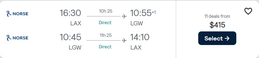 Non-stop from Los Angeles to London, UK for only $415 roundtrip