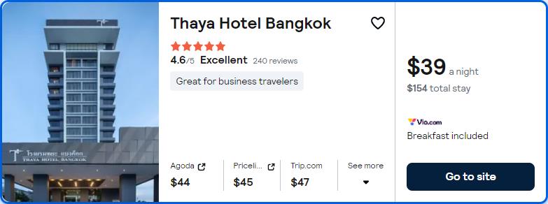 5* Thaya Hotel Bangkok in Bangkok, Thailand for only $39 USD per night
