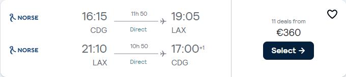 Non-stop from Paris, France to Los Angeles, USA for only €360 roundtrip