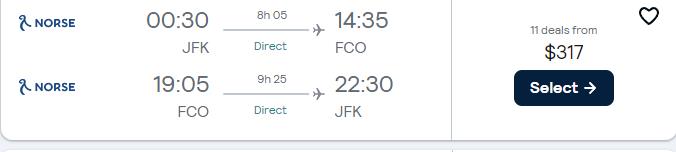 Non-stop from New York to Rome, Italy for only $317 roundtrip