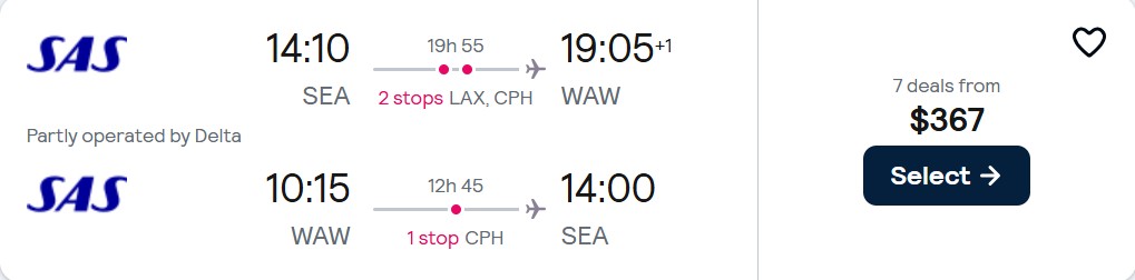 Seattle to Warsaw, Poland for only $367 roundtrip